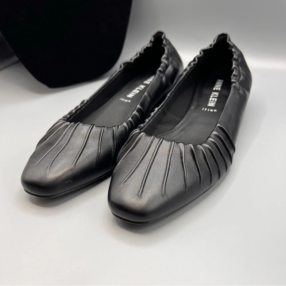 Anne Klein | Shoes | Anne Klein Cristina Black Leather Iflex Flats ...